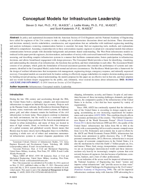 (PDF) Conceptual Models for Infrastructure Leadership