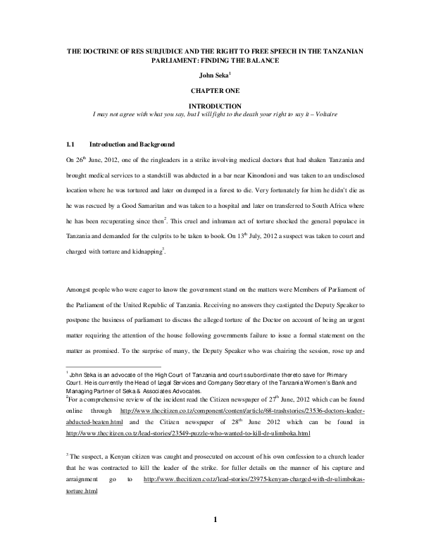 (PDF) SUB JUDICE RULE IN TANZANIA