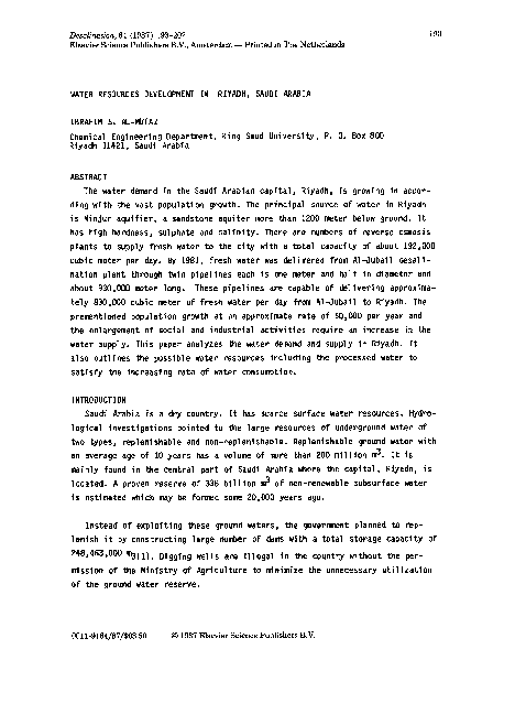(PDF) Water resources development in Riyadh, Saudi Arabia Al-Mutaz ...