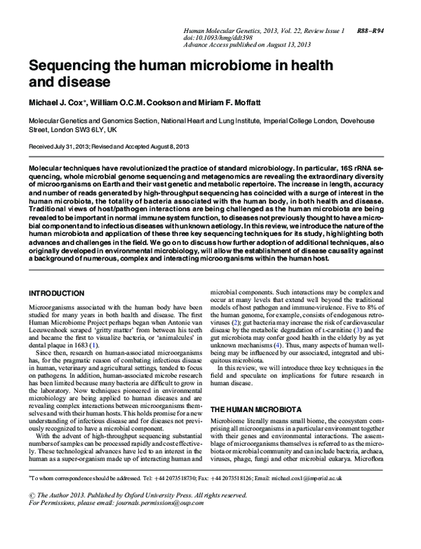 (PDF) Sequencing the human microbiome in health and disease