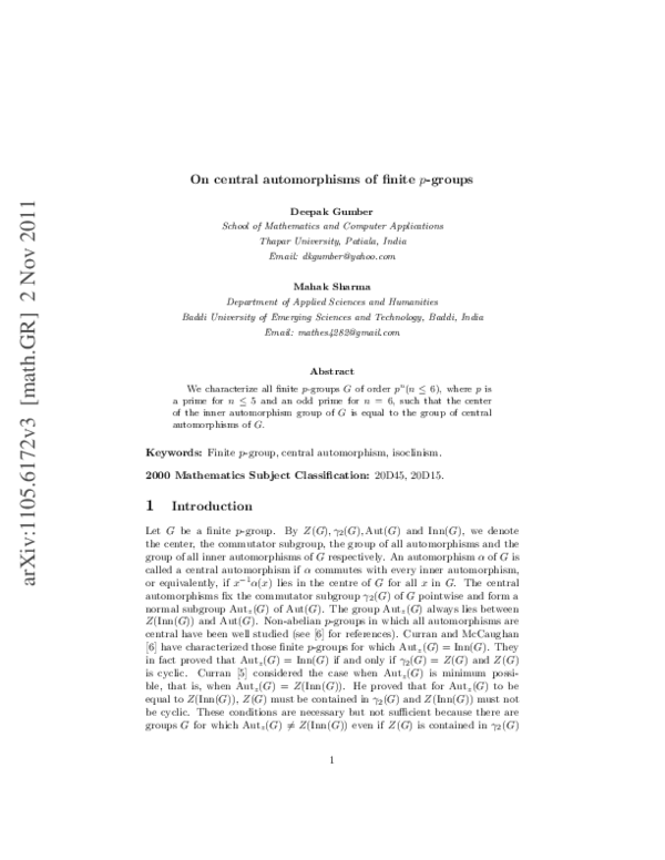 (PDF) On central automorphisms of finite p-groups