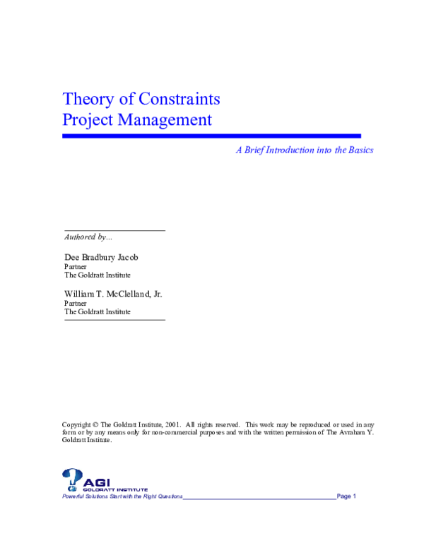 (PDF) TOC and Project Management