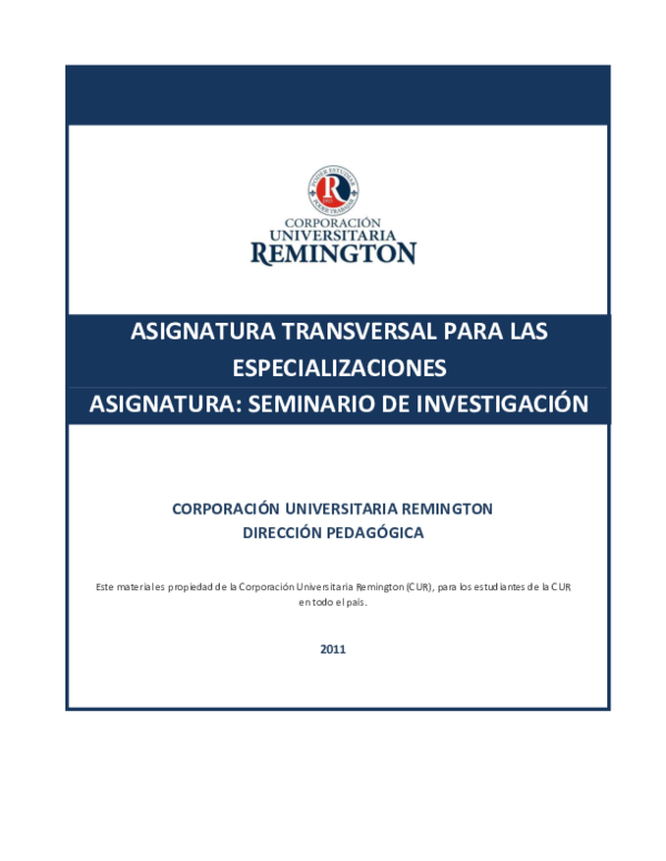 (PDF) ASIGNATURA TRANSVERSAL PARA LAS ESPECIALIZACIONES ASIGNATURA ...