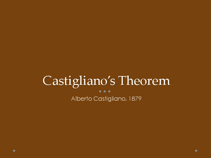 (PPT) Castigliano s Theorem