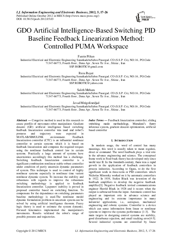 Pdf Gdo Artificial Intelligence Based Switching Pid Baseline Feedback Linearization Method 