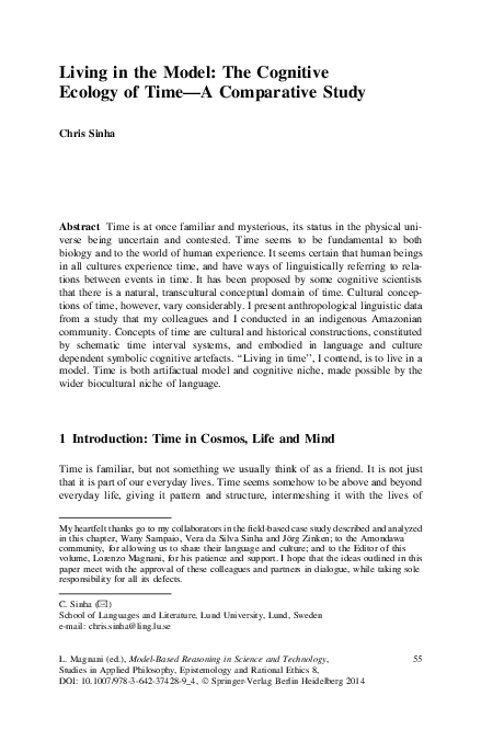 (PDF) Living in the model: The cognitive ecology of time - a ...