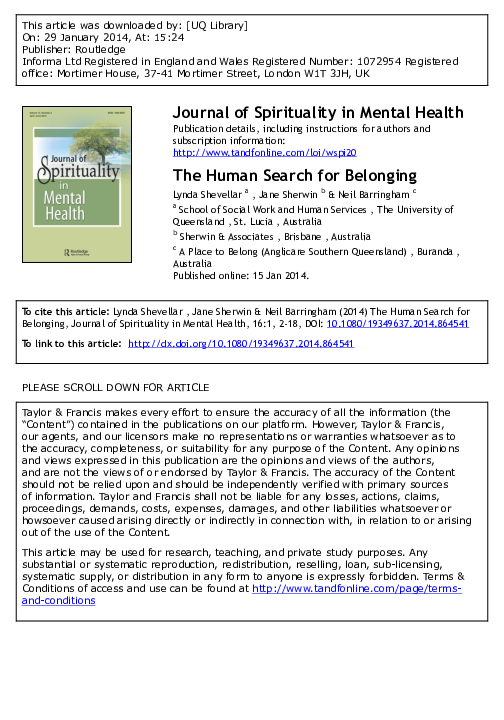 (PDF) The Human Search for Belonging