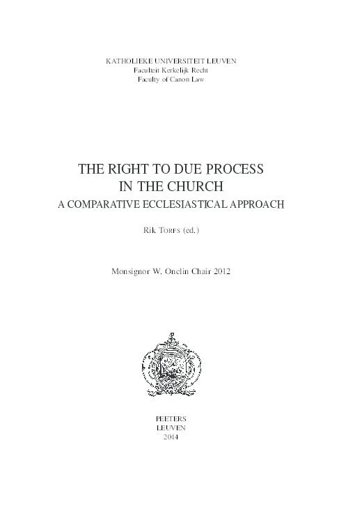 (PDF) Historical Aspects on the Right to Due Process in the Church from the Period of ...