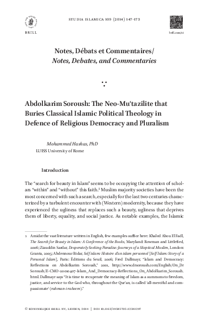 (PDF) Abdolkarim Soroush: A Neo-Mu'tazilite that Buries Classical ...