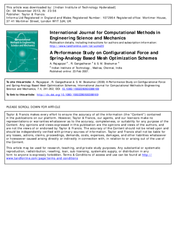 (PDF) A Performance Study on Configurational Force and Spring-Analogy ...