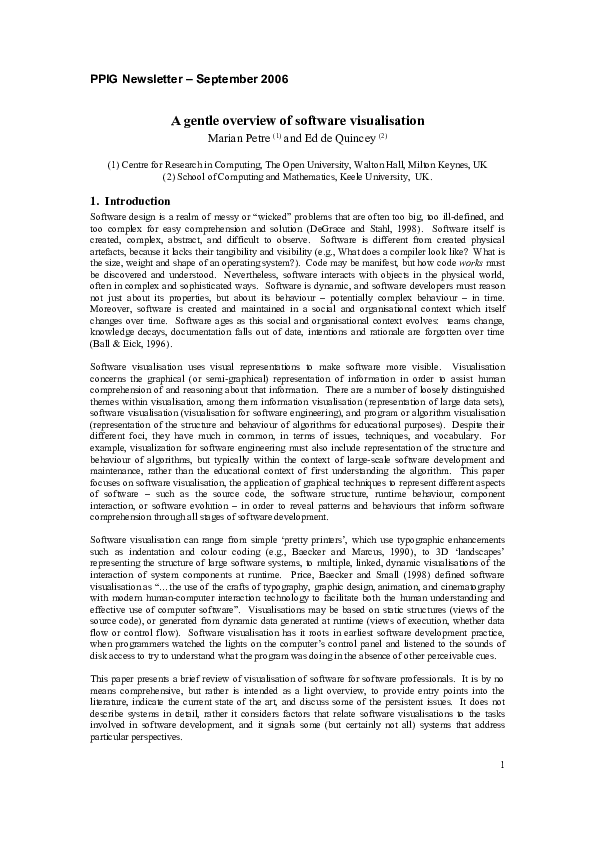 (PDF) A gentle overview of software visualisation
