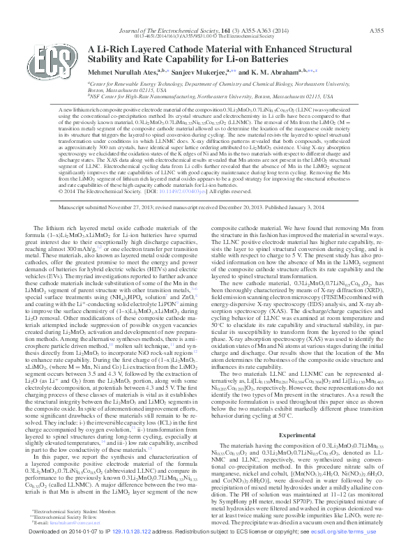 (PDF) A Li-Rich Layered Cathode Material with Enhanced Structural ...