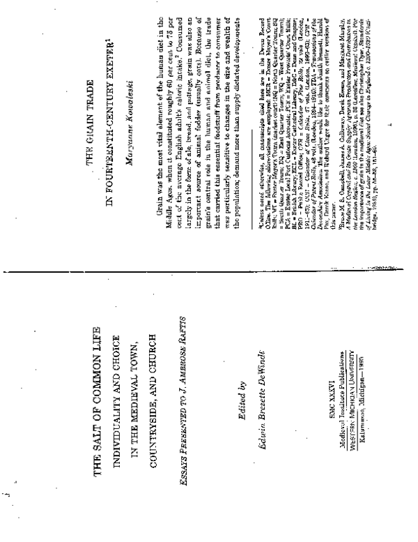 (PDF) The Grain Trade in Fourteenth-Century Exeter