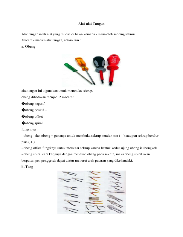 (DOC) Alat-alat Tangan obeng negatif - obeng offset
