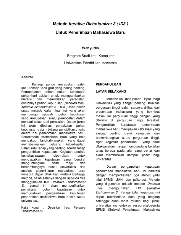 (PDF) Metode Iterative Dichotomizer 3 ( ID3