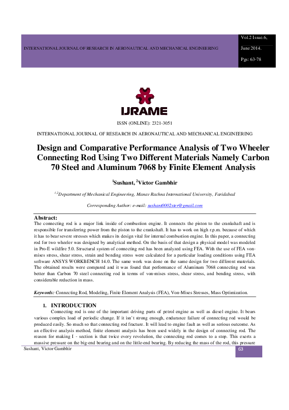 Pdf Design And Comparative Performance Analysis Of Two Wheeler