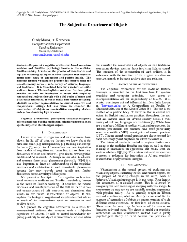 (PDF) The Subjective Experience of Objects