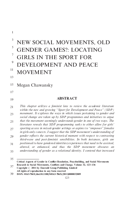 (PDF) New Social Movements, Old Gender Games?: Locating Girls in the ...