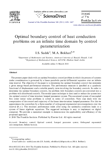 Pdf Optimal Boundary Control Of Heat Conduction Problems On An Infinite Time Domain By Control