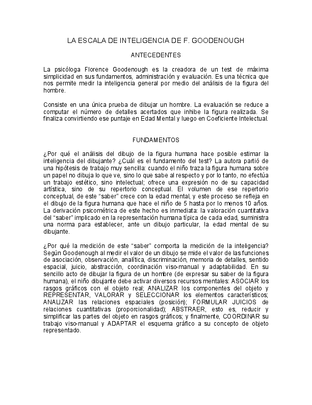 (PDF) LA ESCALA DE INTELIGENCIA DE F. GOODENOUGH