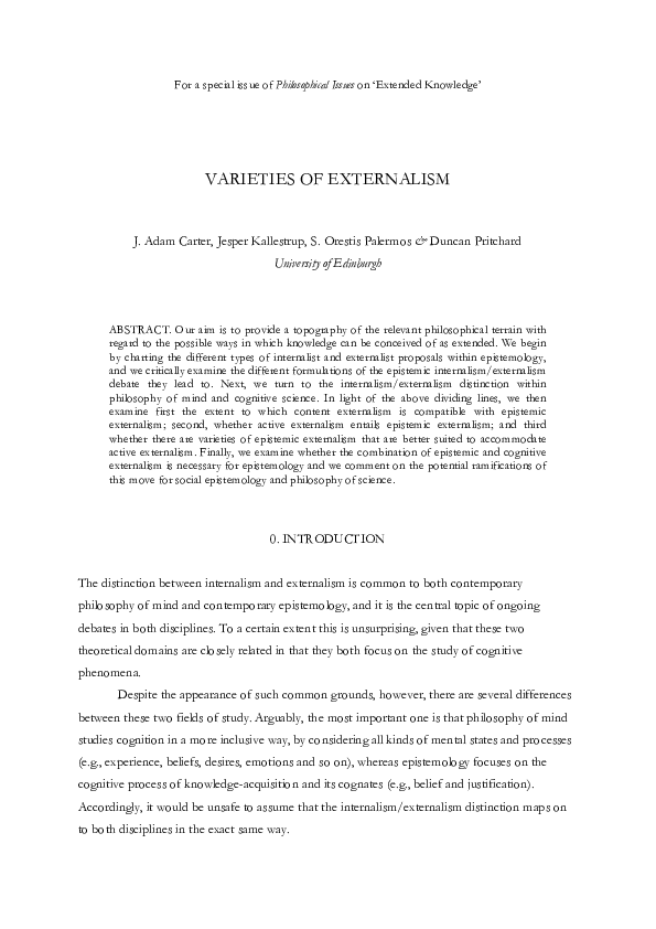 (PDF) Varieties of Externalism