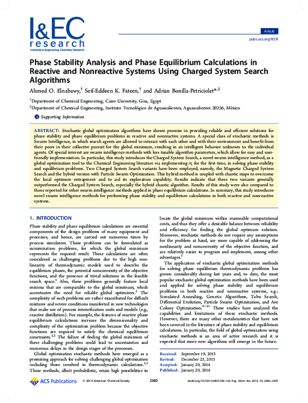(PDF) Phase stability analysis and phase equilibrium calculations in reactive and non-reactive ...