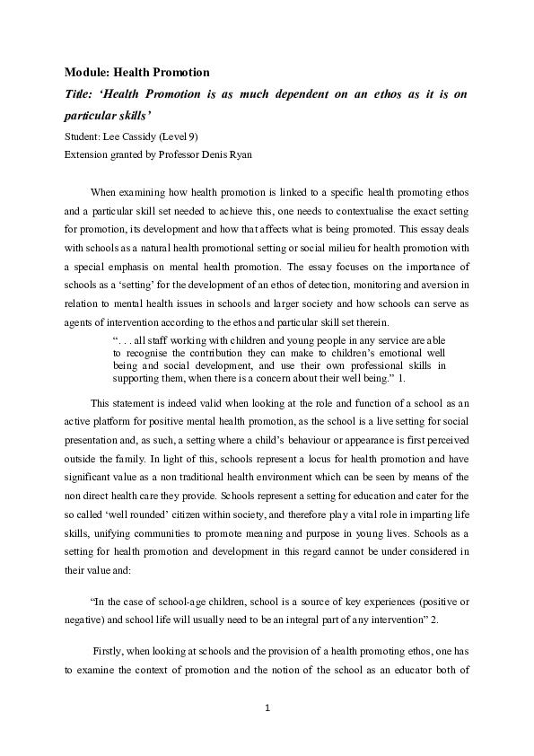 (DOC) Module: Health Promotion