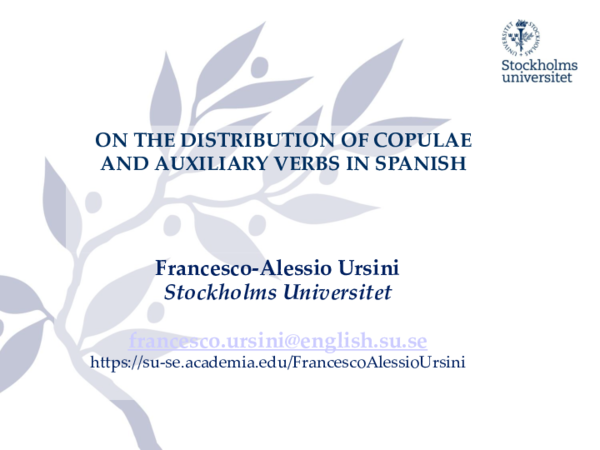 (PDF) On the distribution of copulae and auxiliary verbs in Spanish