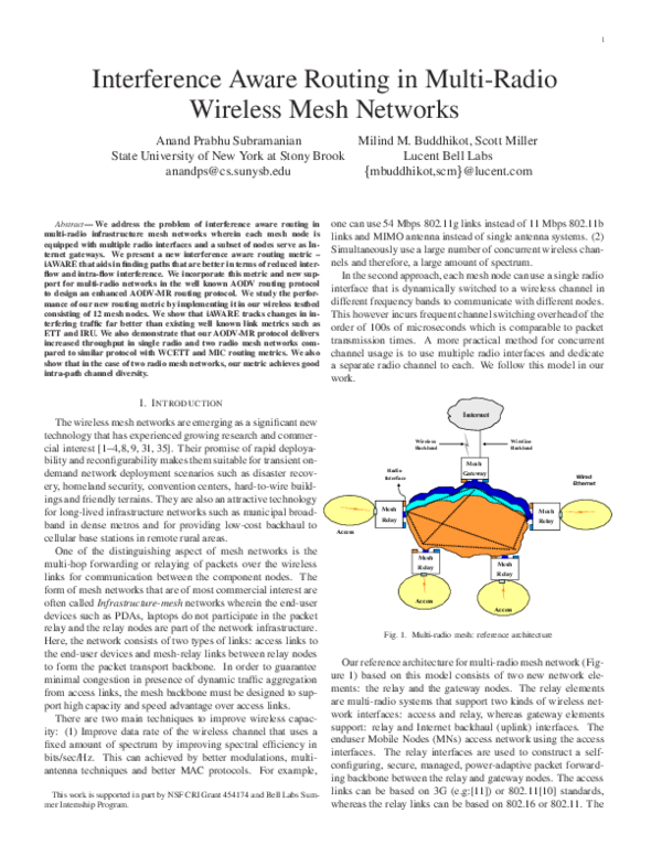 Pdf Interference Aware Routing In Multi Radio Wireless Mesh Networks Scott Miller
