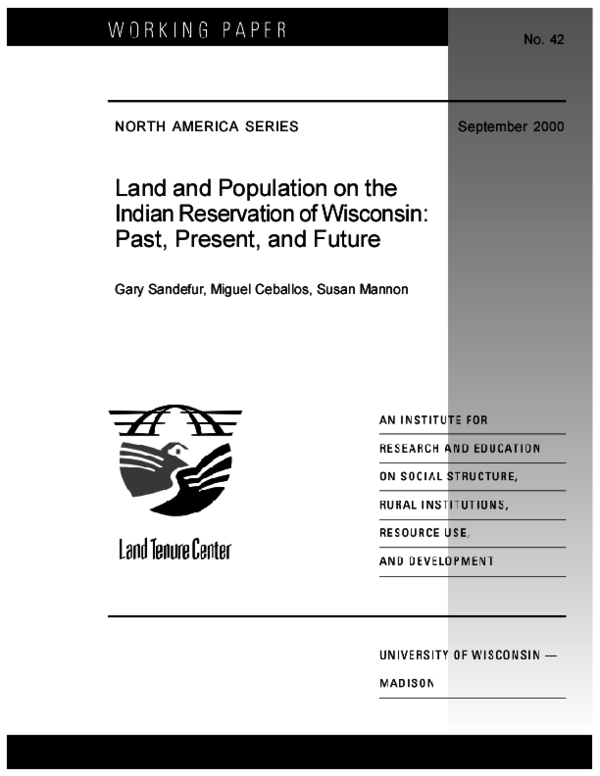 (PDF) LAND AND POPULATION ON THE INDIAN RESERVATION OF WISCONSIN: PAST ...