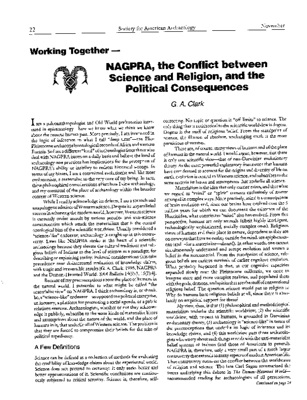 (PDF) Note: NAGPRA – the Conflict Between Science & Religion