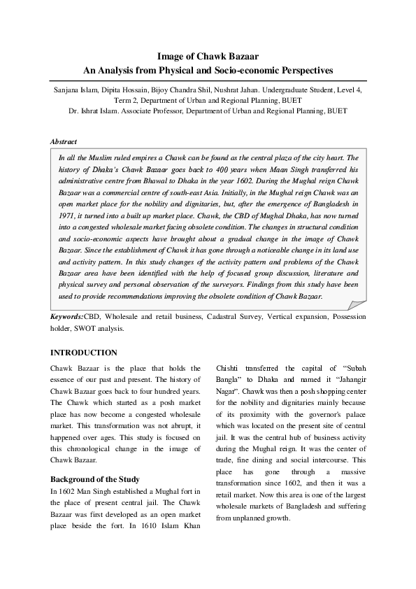 (DOC) Image of chawkbazar analysis from physical and socio economic perspectives