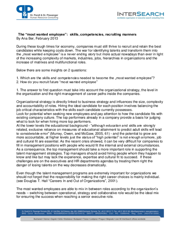 (PDF) The “most wanted employee”