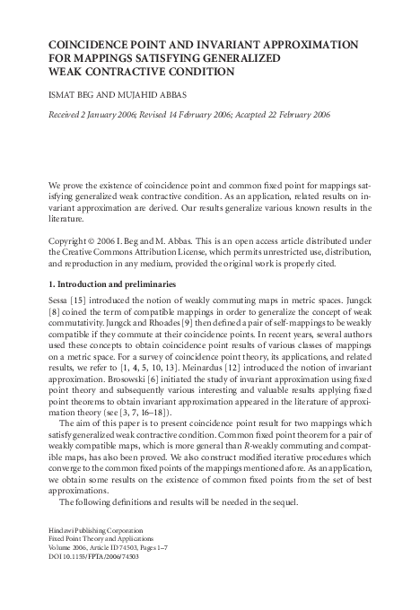 (PDF) Coincidence point and invariant approximation for mappings satisfying generalized weak ...