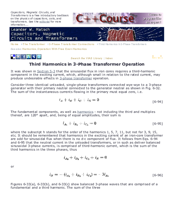 (PDF) Third Harmonics in 3-Phase Transformer Operation