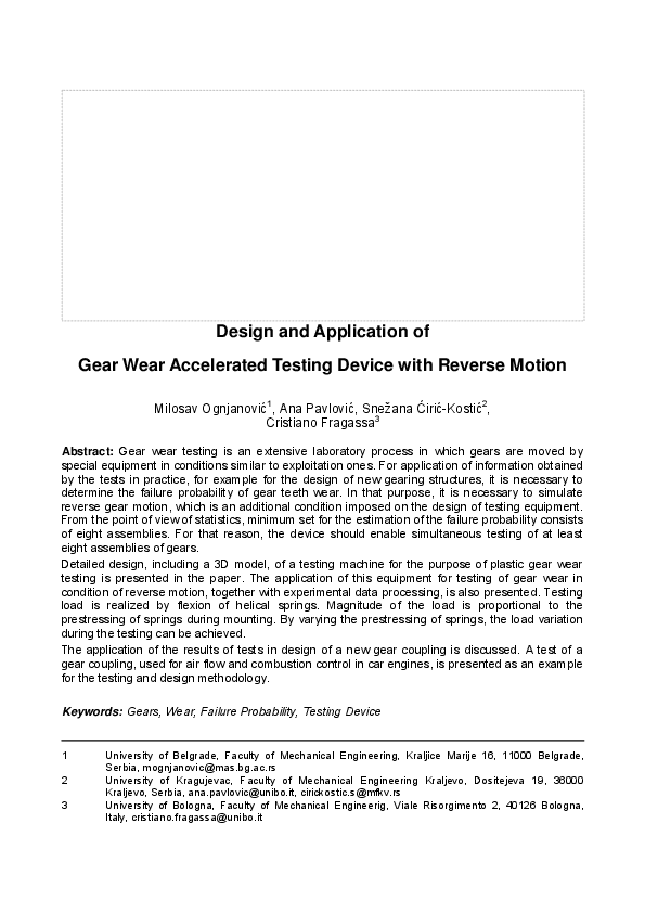 (PDF) Design and Application of Gear Wear Accelerated Testing Device ...