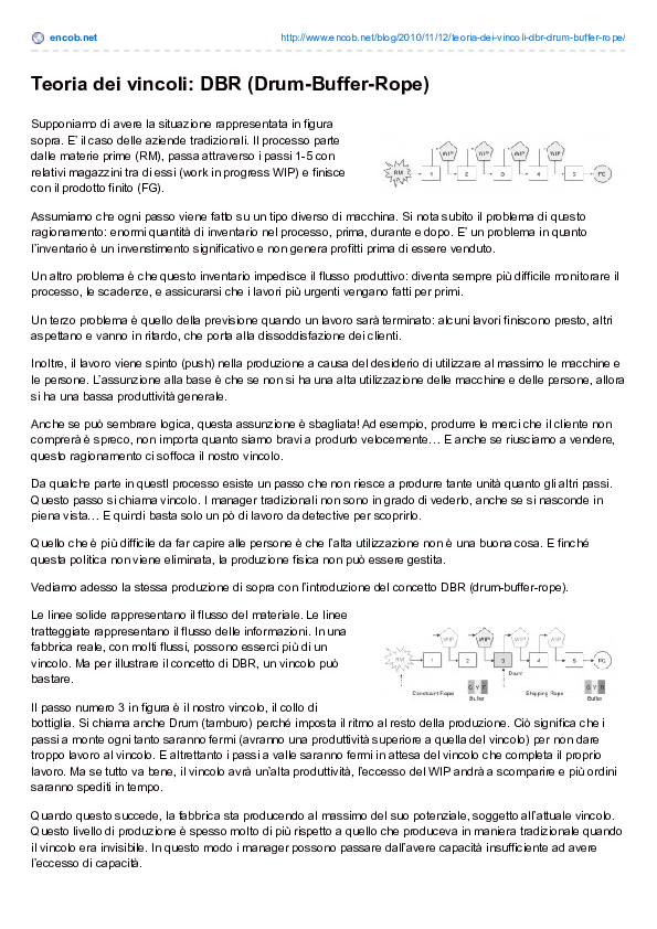 (PDF) dei-vincoli-dbr-drum-buffer-rope/ Teoria dei vincoli: DBR (Drum ...