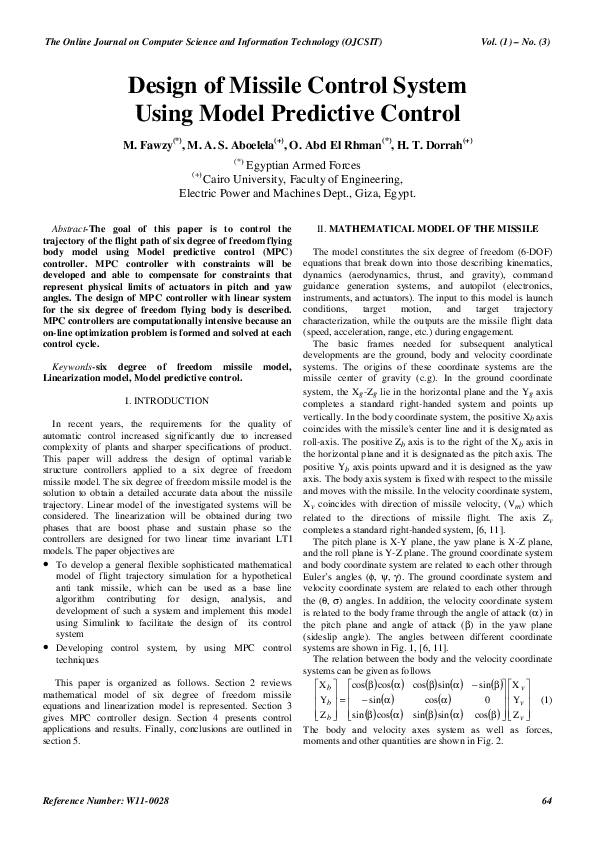 (PDF) Design of Intelligent Missile Control System using Model ...