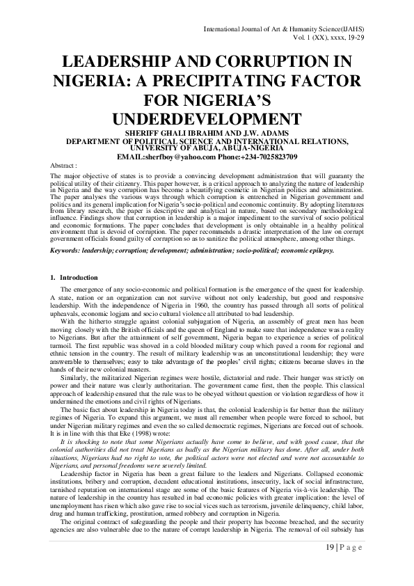 (PDF) leadership and corruption in nigeria