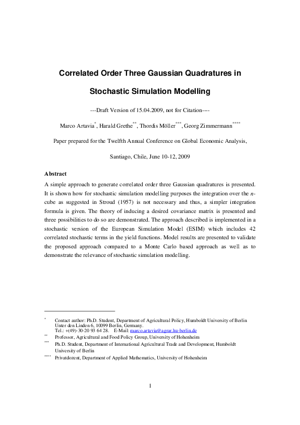Pdf Correlated Order Three Gaussian Quadratures In Stochastic Simulation Modelling