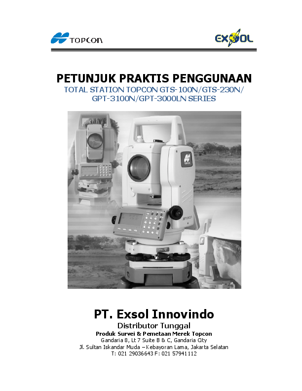 (PDF) PETUNJUK PRAKTIS PENGGUNAAN TOTAL STATION TOPCON GTS-100N/GTS-230N/ GPT-3100N/GPT-3000LN ...