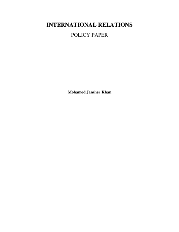 (DOC) INTERNATIONAL RELATIONS POLICY PAPER