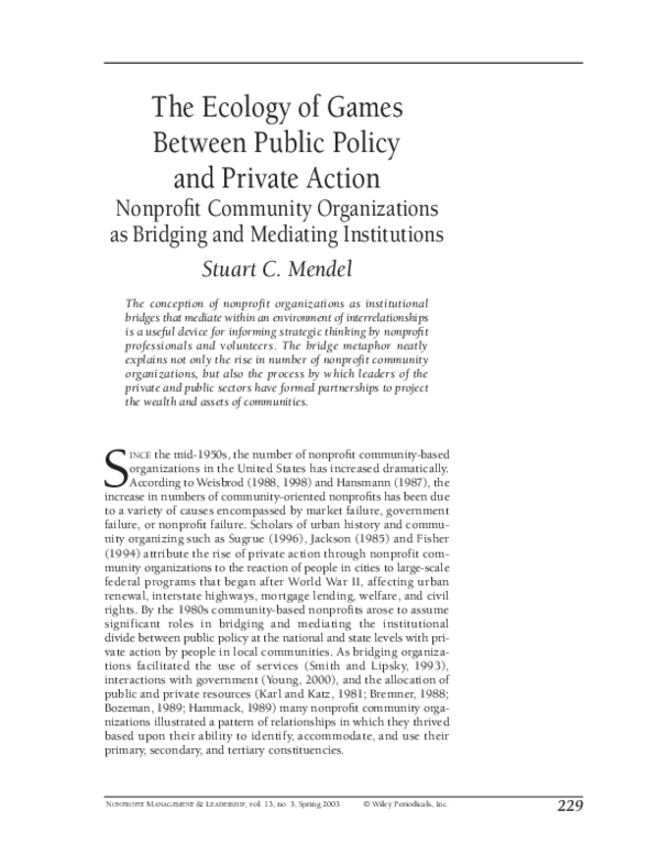 (PDF) The Ecology of Games Between Public Policy and Private Action
