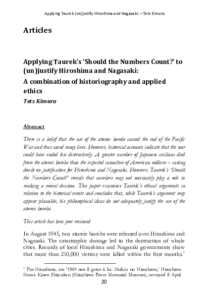 (PDF) Applying Taurek’s ‘Should the Numbers Count?’ to (un)justify ...