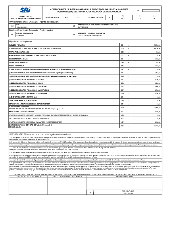 (PDF) FORMULARIO 107 GALO DIAZ