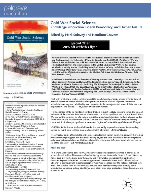 (PDF) Cold War Social Science: Knowledge Production, Liberal Democracy ...