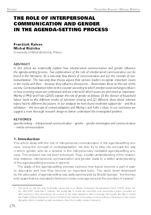 (PDF) The Role of Interpersonal Communication and Gender in the Agenda ...