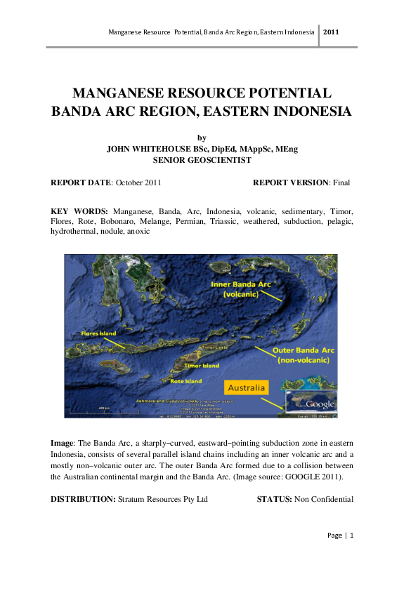 (PDF) Manganese resource potential, Banda Arc region, eastern Indonesia