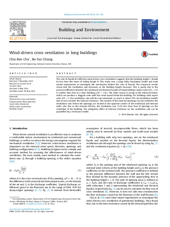 (PDF) Wind-driven cross ventilation in long buildings