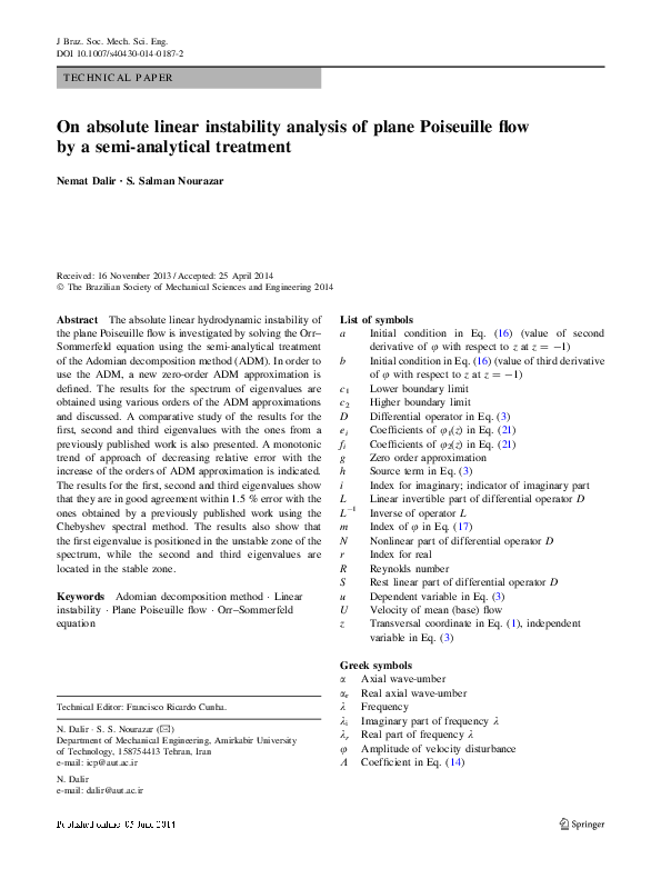 (PDF) On absolute linear instability analysis of plane Poiseuille flow by a semi-analytical ...